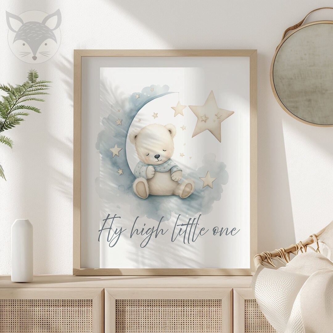 Teddy Bear Poster for Nursery, Baby Room Wall Art, Bear Art Print ...