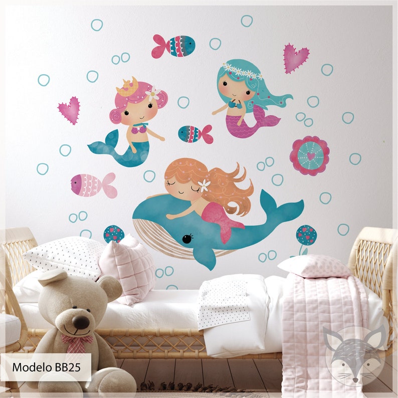 Mermaid Wall Decal, Under the Sea Sticker, Girls Room Decor, Ocean ...