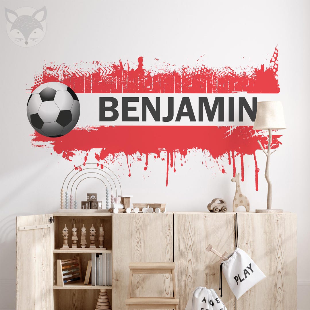 Personalized Soccer Wall Decal, Custom Name Football Decor, Color ...