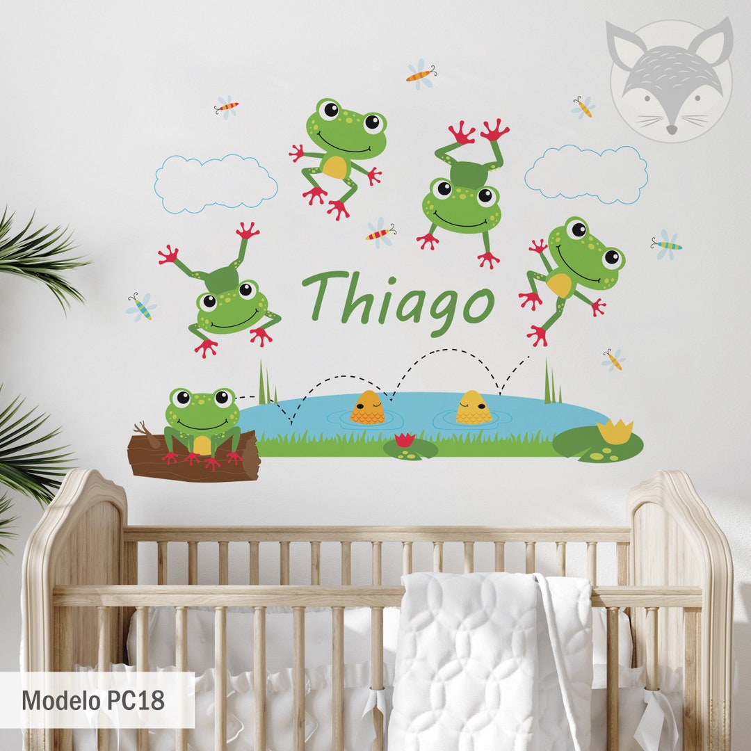Frog Wall Decal With Custom Name for Wall, Frog Sticker, Nursery Wall ...
