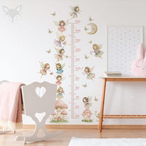 Fairy Height Chart Wall Decal for Girls, Vinyl Growth Ruler for Nursery ...