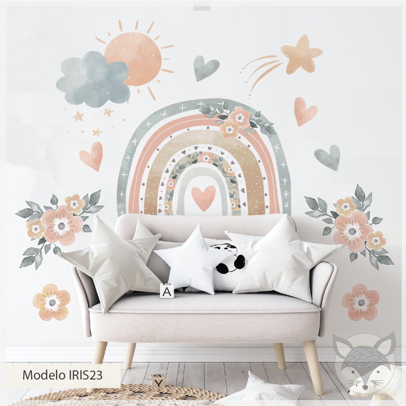 Rainbow Wall Decal Watercolor Wall Decal Rainbow Wallpaper | Etsy