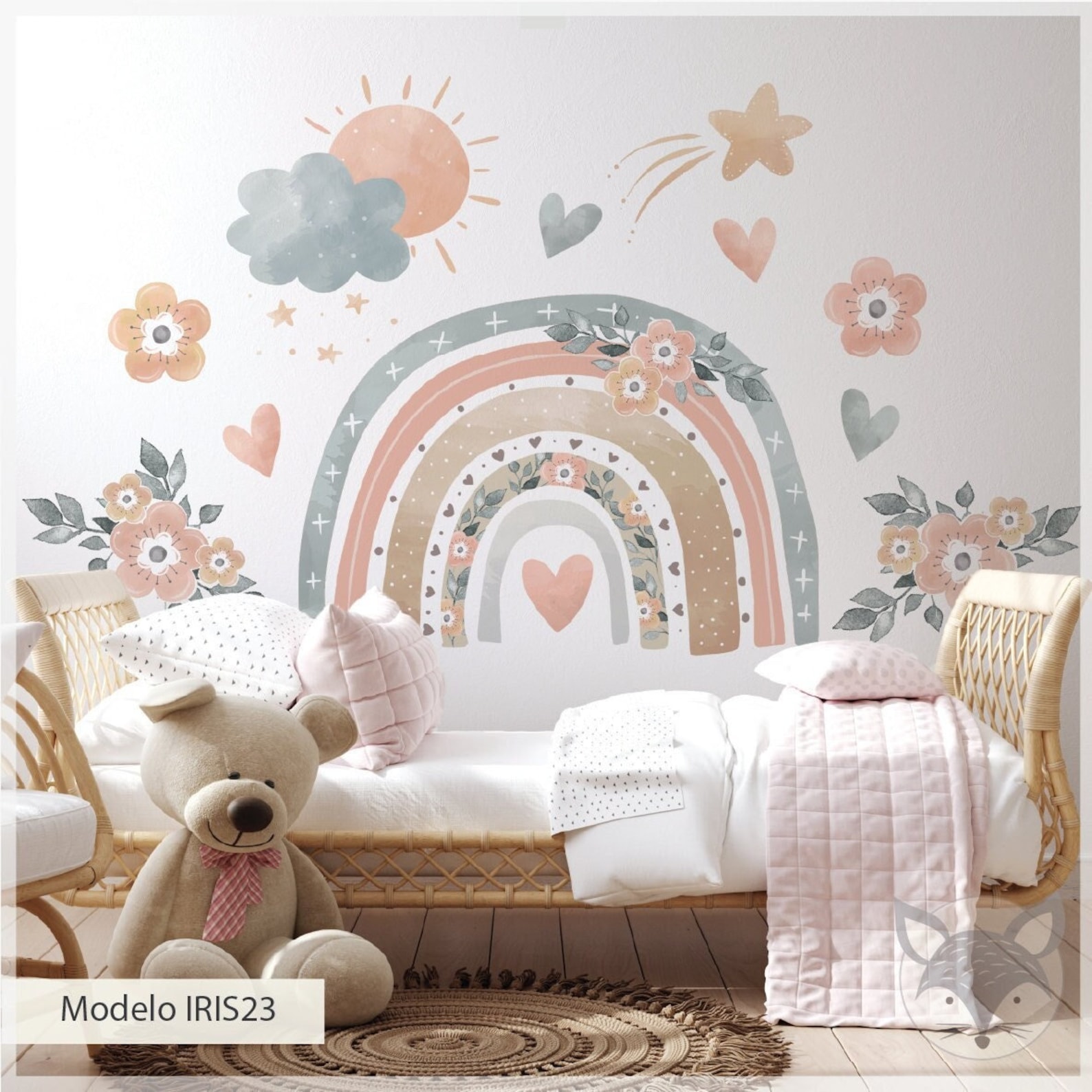 Rainbow Wall Decal Watercolor Wall Decal Rainbow Wallpaper | Etsy