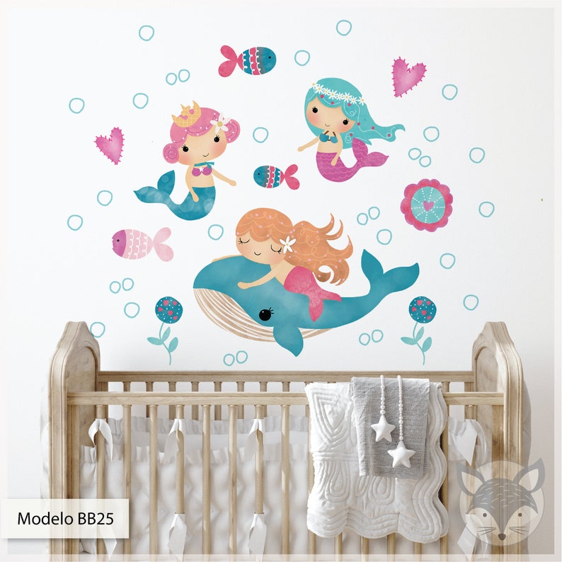 Mermaid Wall Decal, Under the Sea Sticker, Girls Room Decor, Ocean ...