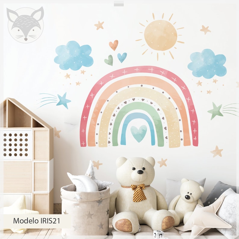 Rainbow Wall Decal Rainbow Wall Sticker Watercolor Rainbow - Etsy
