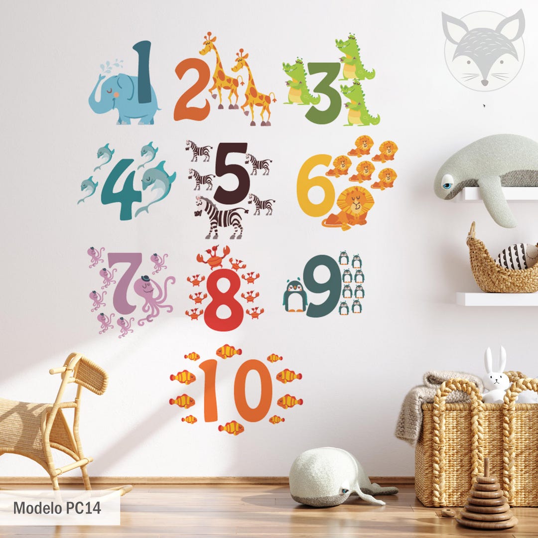 Animal Numbers Wall Decal for Kids | Educational Vinyl Sticker | Number ...