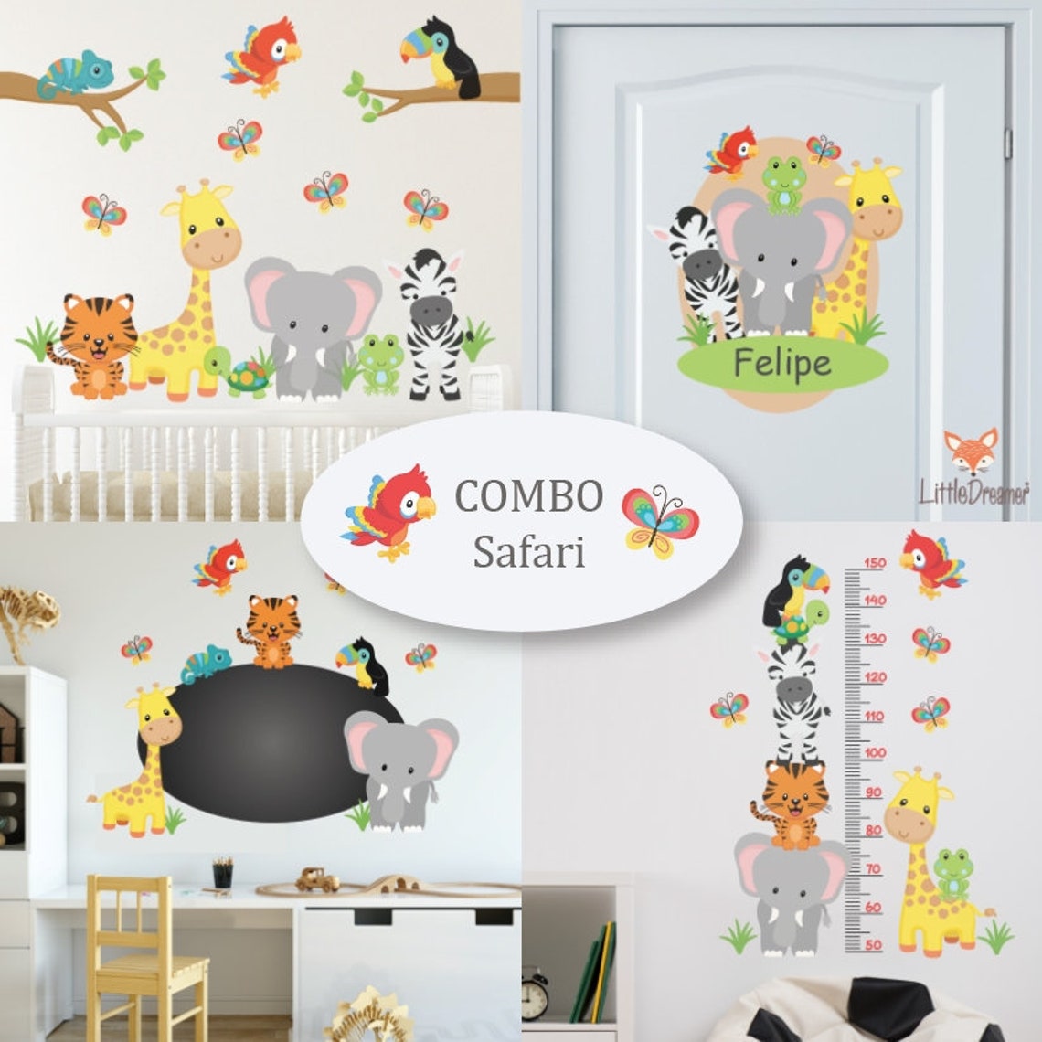 Jungle Wall Decal Safari Decal Animal Wallpaper Safari | Etsy