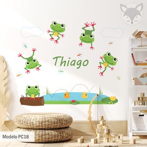 Frog Wall Decal With Custom Name for Wall, Frog Sticker, Nursery Wall ...