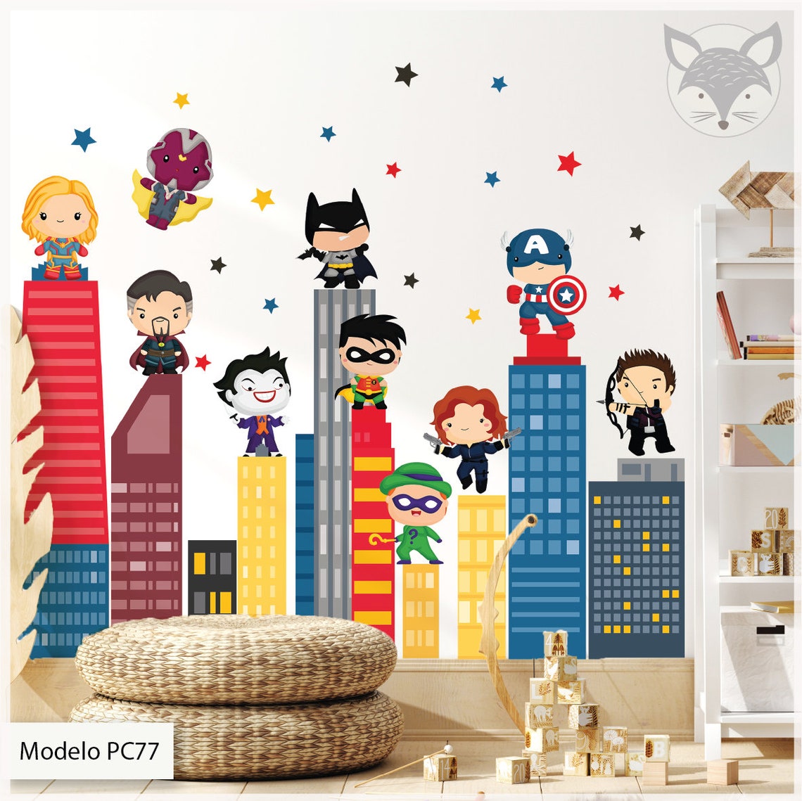 Superhero Wall Decal Superhero Background Superhero Fabric | Etsy