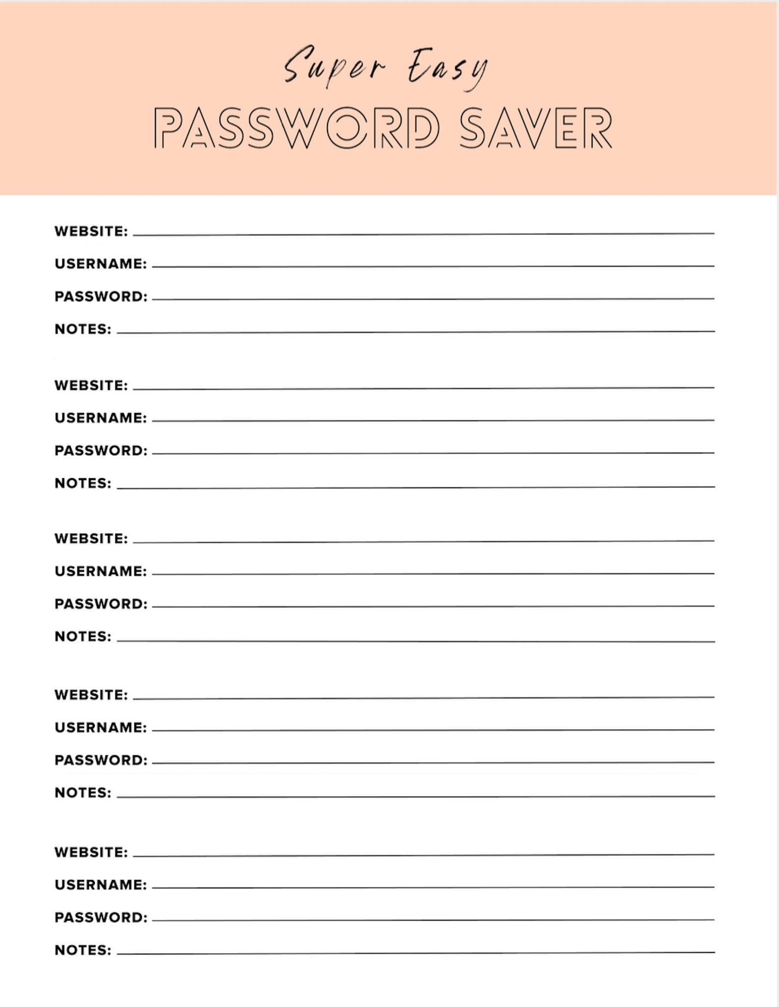 Super Easy Password Saver Password Tracker Password - Etsy