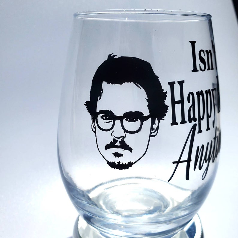 Happy Hour Glass, Johnny Depp Glass, Stemless Wine Glass, Happy Hour ...