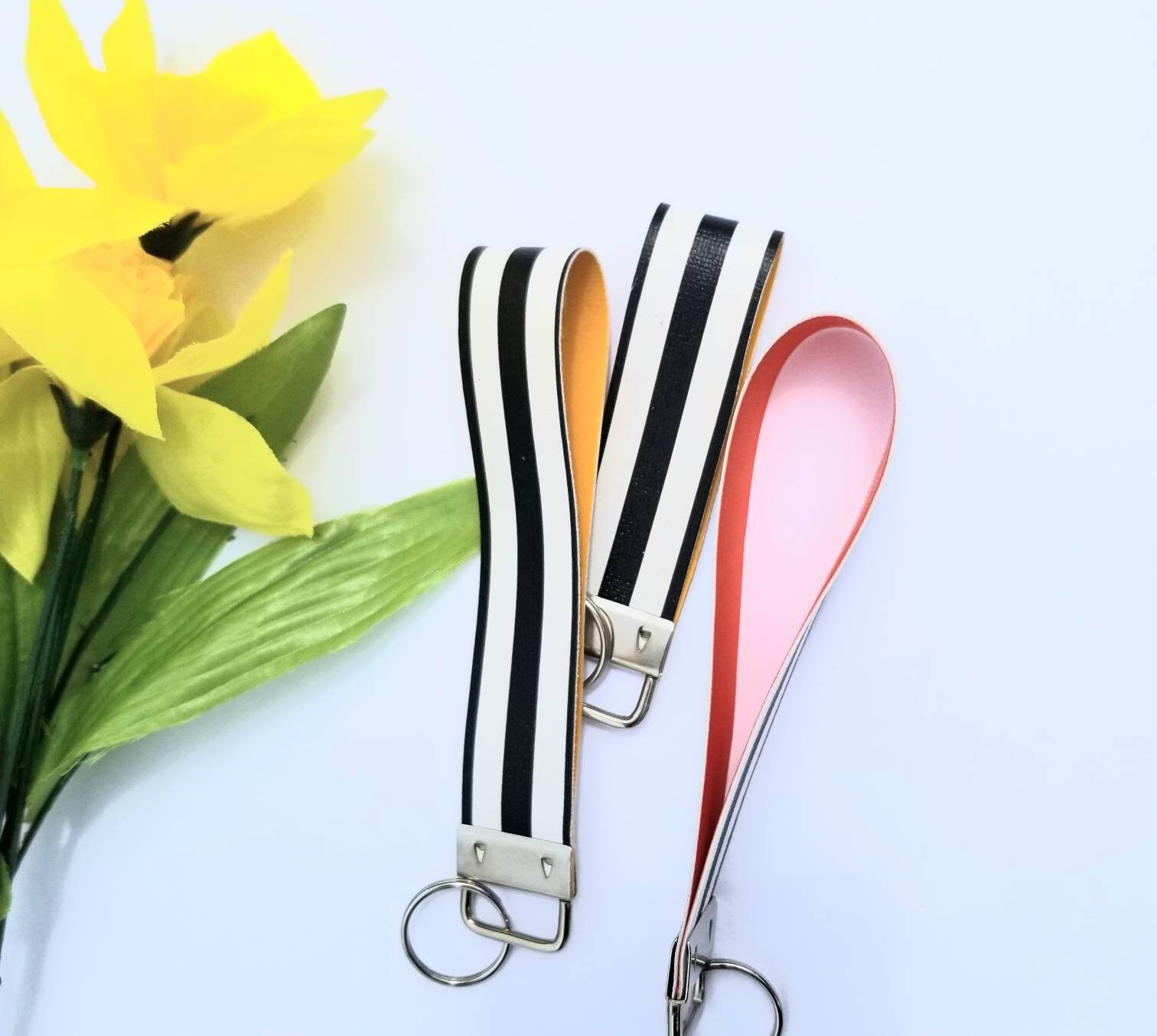 Black and White Key Fob Black and White Keychain Faux | Etsy