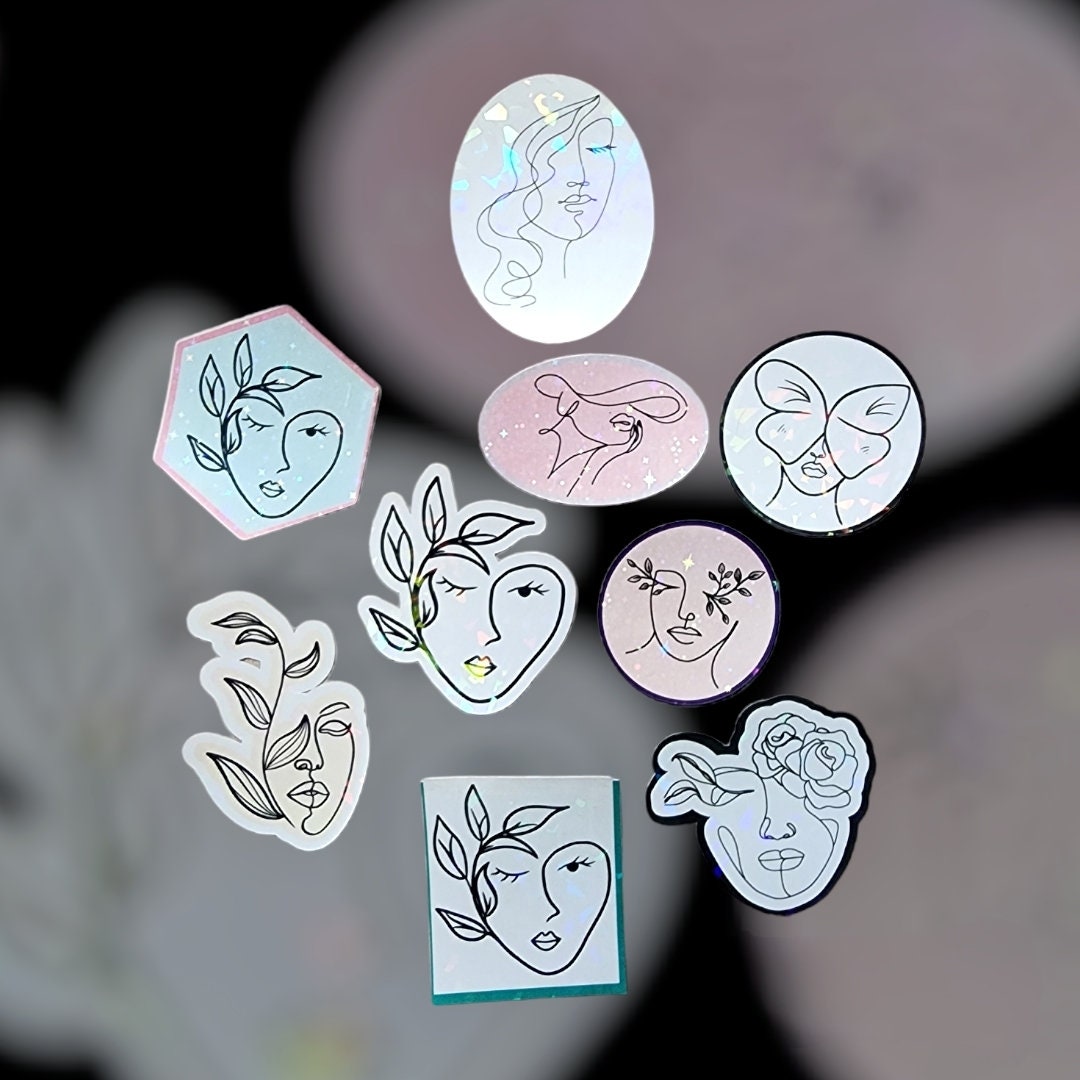 Stencil Face Stickers, Art Stickers, Party Favor, Water Bottle Stickers ...