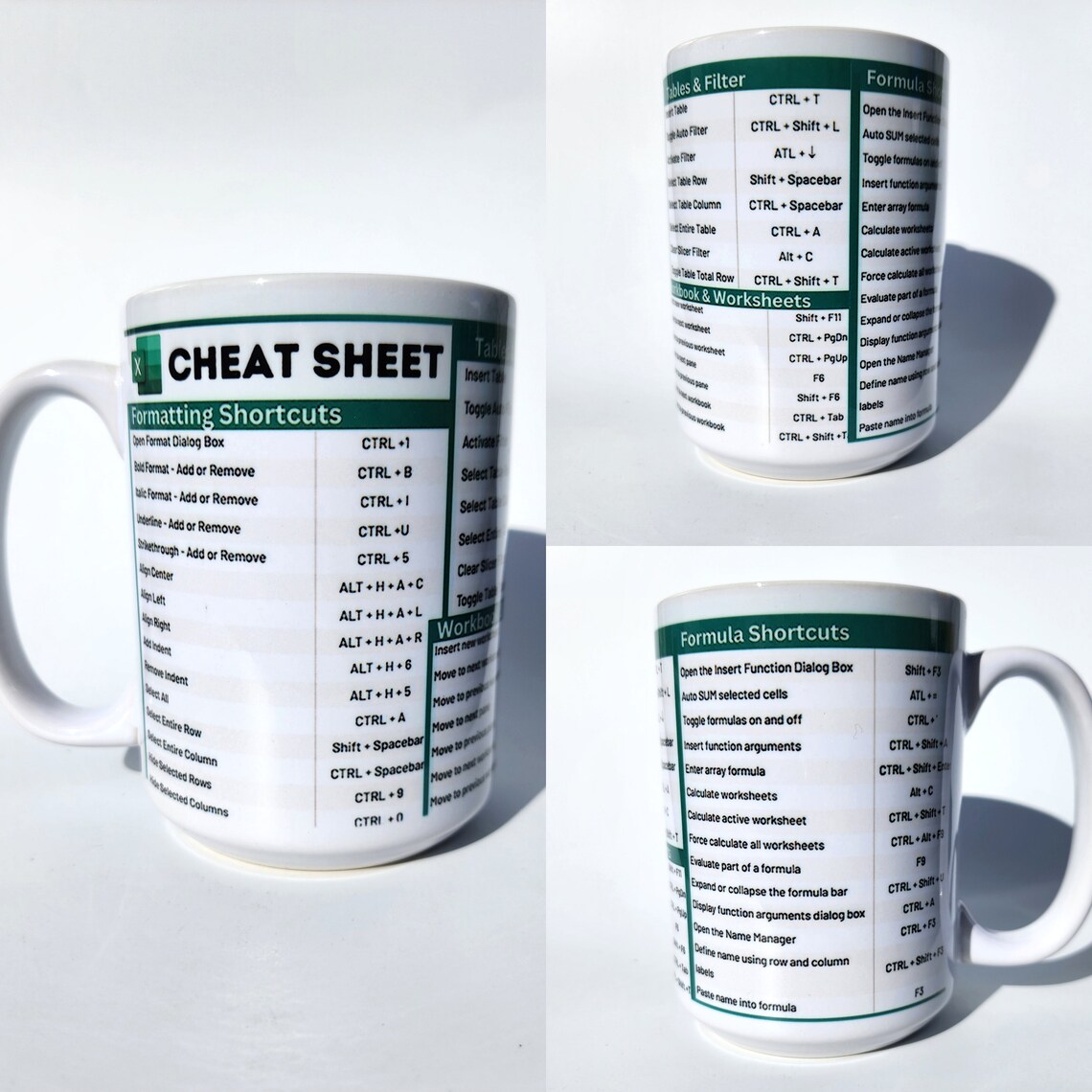 Excel Mug, Excel Cheat Sheet Mug, Excel Tips, Excel Shortcuts, Office ...
