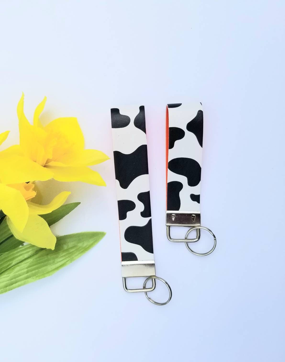 Cow Print Key Fob, Cow Print Wristlet, Faux Leather Mini Key Fob ...