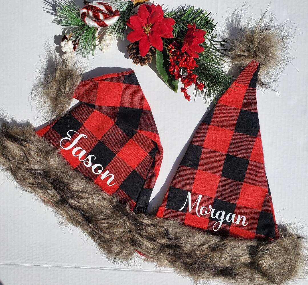 Children Red Buffalo Check Santa Hats | Red Buffalo Plaid Santa Hats ...