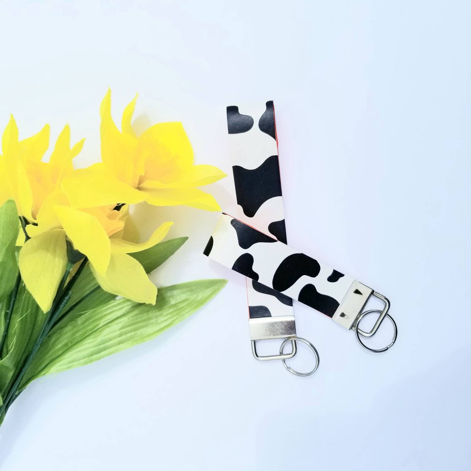 Cow Print Key Fob, Cow Print Wristlet, Faux Leather Mini Key Fob ...