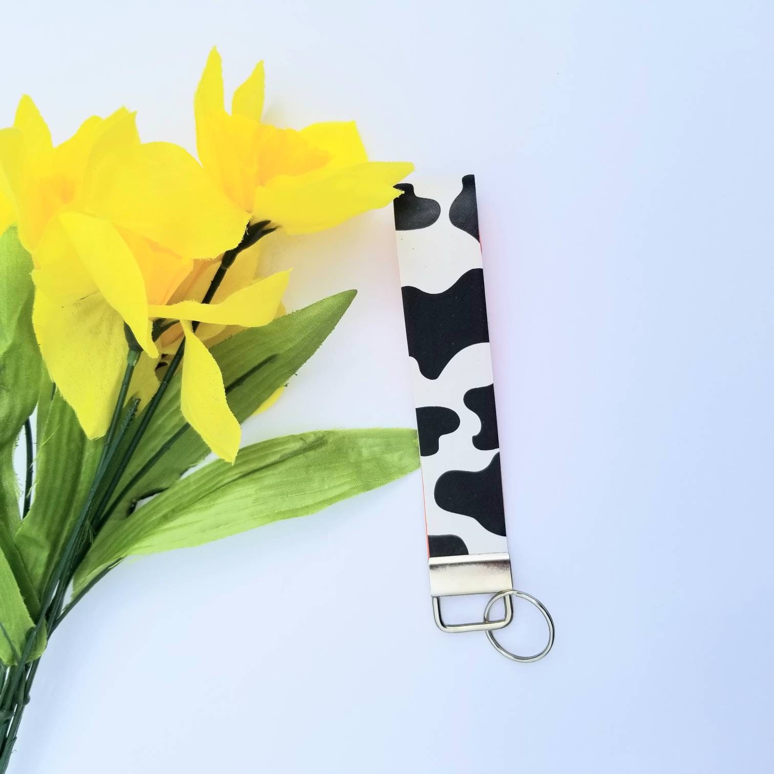 Cow Print Key Fob, Cow Print Wristlet, Faux Leather Mini Key Fob ...