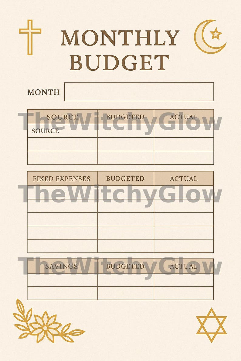 Monthly Budget Planner Printable PDF - Income, Expenses & Savings ...