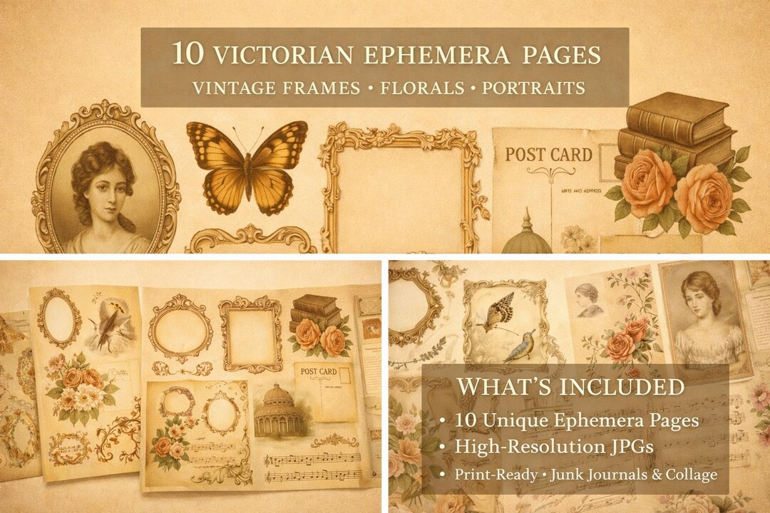 10 Victorian Ephemera Pages – Digital Download - Etsy