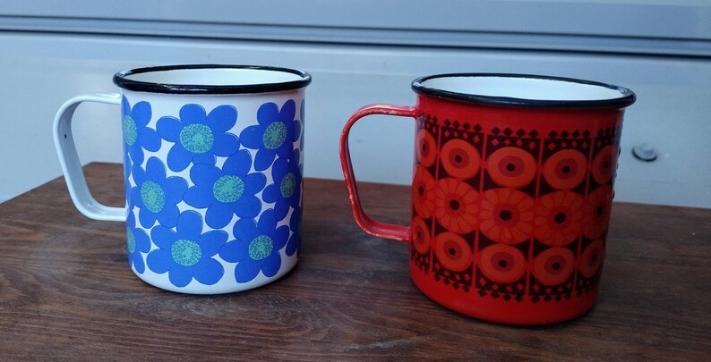 Finell Arabia Sinivuokko and Kehrä Enamel Mugs Finland Arabia ...