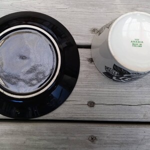 Arabia Musta Ruusu/black Rose Tea Cup and Saucer Esteri Tomula Koralli ...