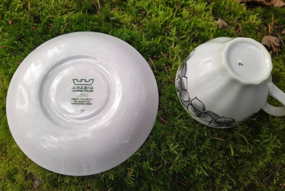 Arabia Rinki Coffee Cup and Saucer Esteri Tomula Arabia - Etsy