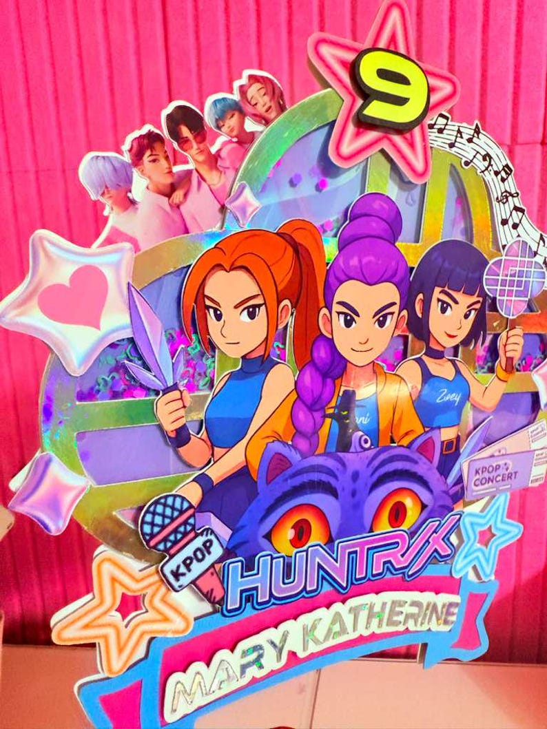 K Pop Demon Hunter Cake Topper: Personalized Huntrix / Saja Boys Party ...