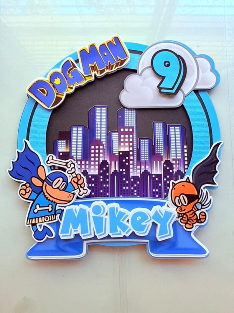 Dogman Birthday Cake Topper, Personalized Dogman Party Decor, Birthday ...