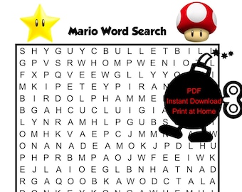 Kids Word Search SUPER MARIO BROS. Theme - Instant Download! - Etsy
