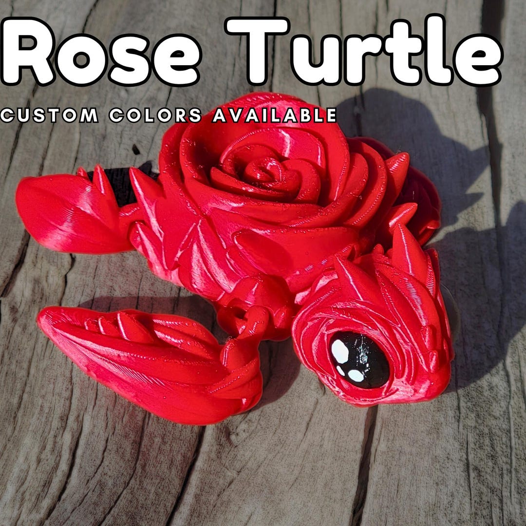 Articulated Rose Turtle, Cute 3D Printed Turtle Toy, Custom Turtle ...