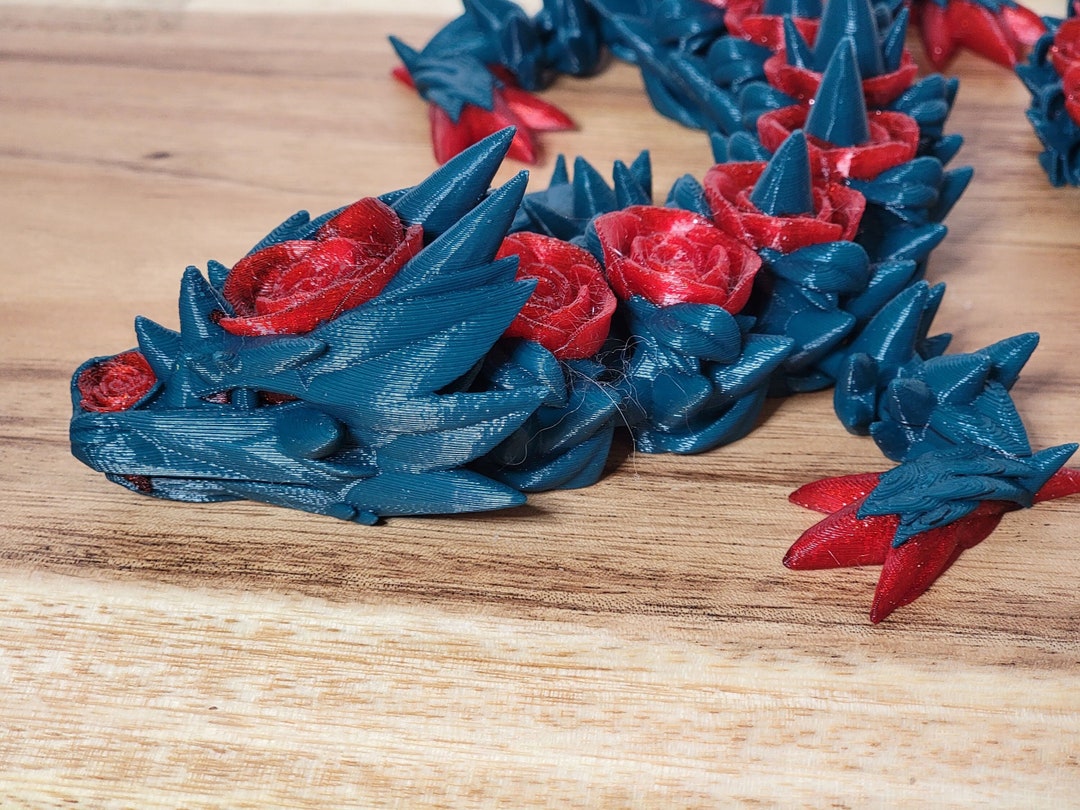 Rose Dragon Fidget Toy, Multicolor Custom Articulated Dragon Sensory ...