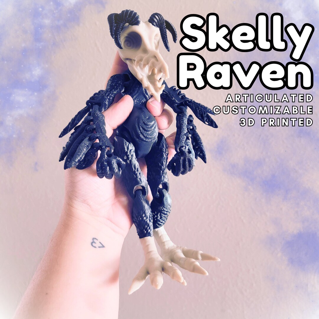 Raven Skeleton, Creepy Articulated Doll, Halloween Bird Flexi, Flexible ...