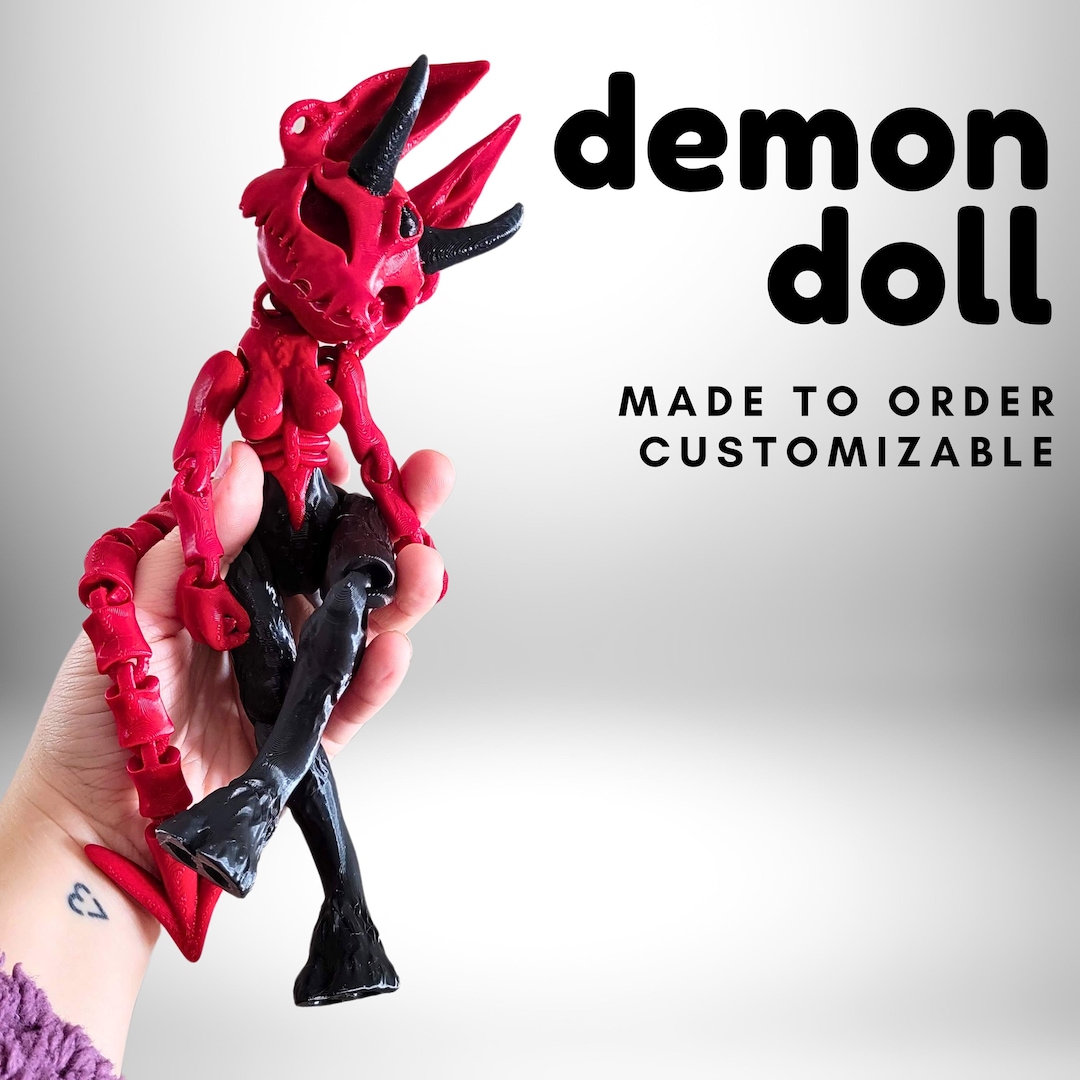 Customizable 3D Printed Demon Doll, Articulated Gothic Figurine ...
