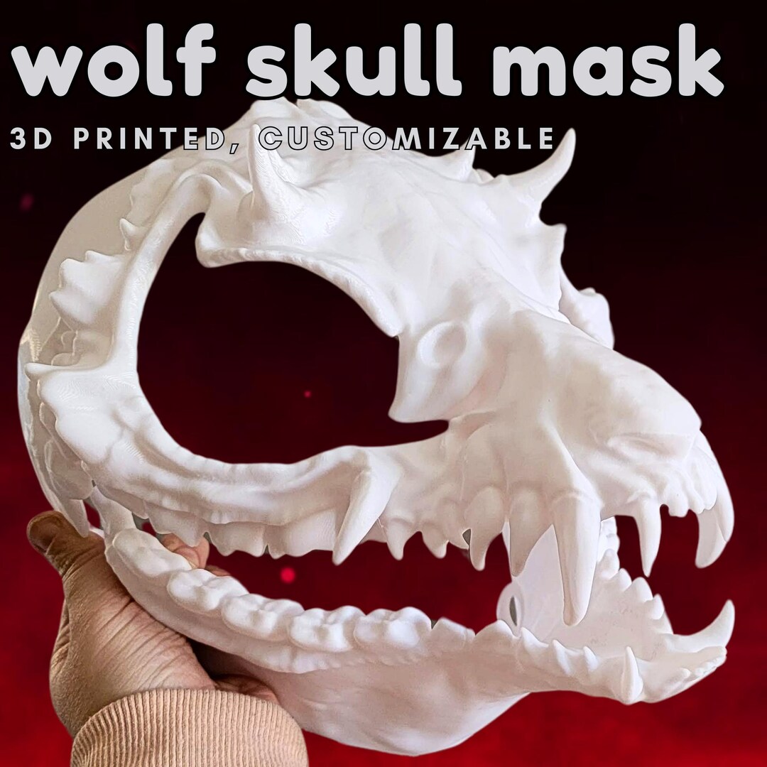 Wolf Skull Mask, Fursuit Head Base, 3D Printed Custom Mask Kit, Made to ...