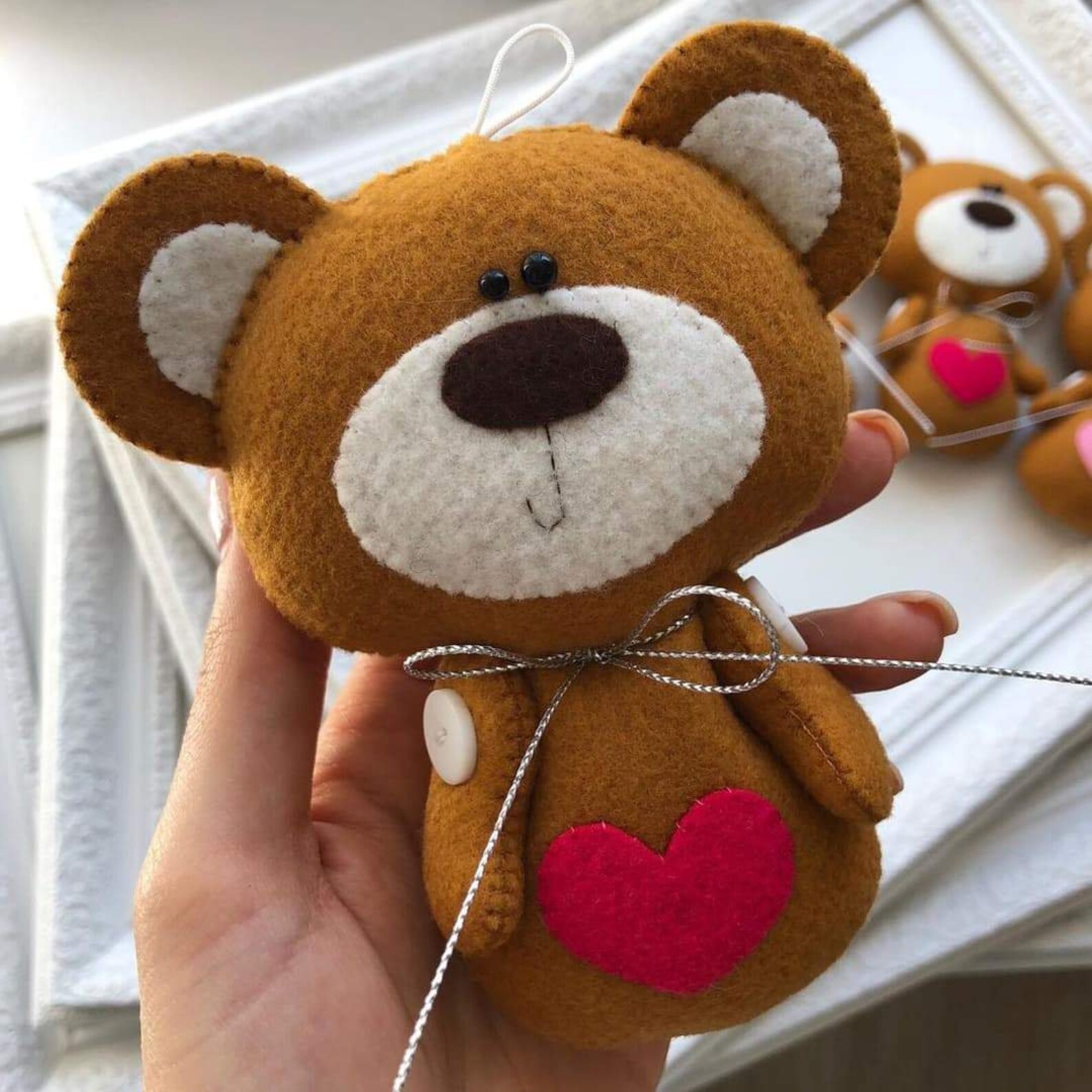 Adorable Felt Bear Completely Hand Sewn, Made From High Quality Brown ...