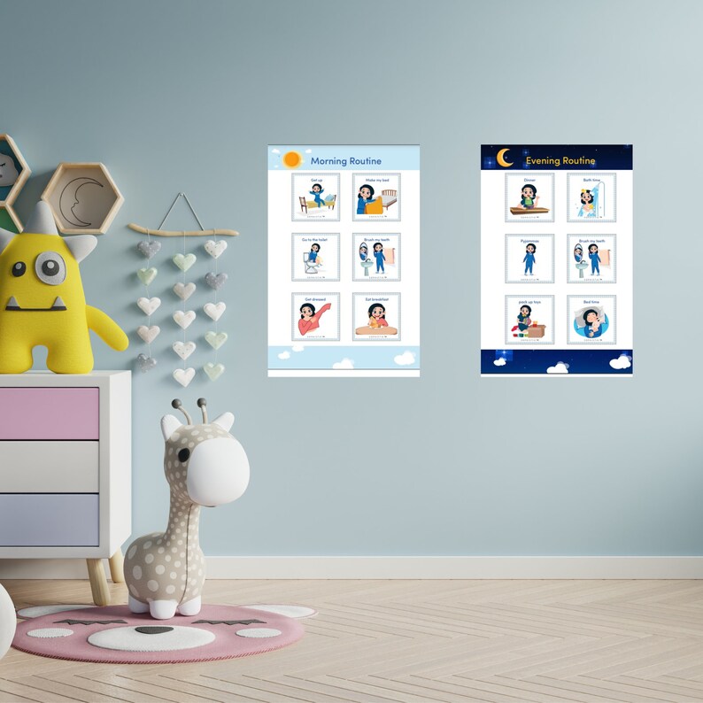 Printable Visual Morning Evening ROUTINE ABA Visuals Daily - Etsy