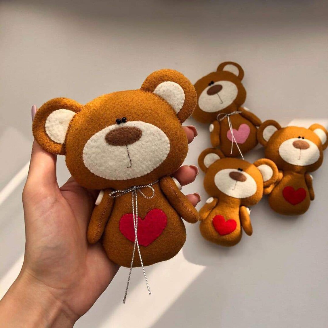 Adorable Felt Bear Completely Hand Sewn, Made From High Quality Brown ...