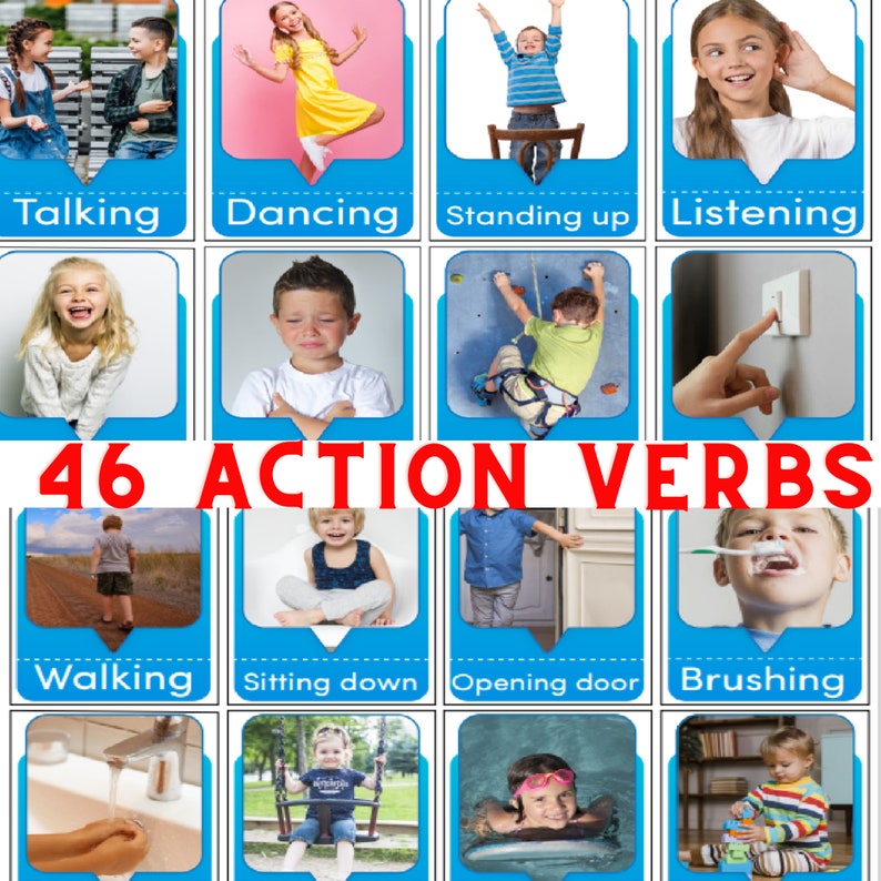 PECS Action VERBS, VISUALS Communication Speech Therapy Materials, Easy ...