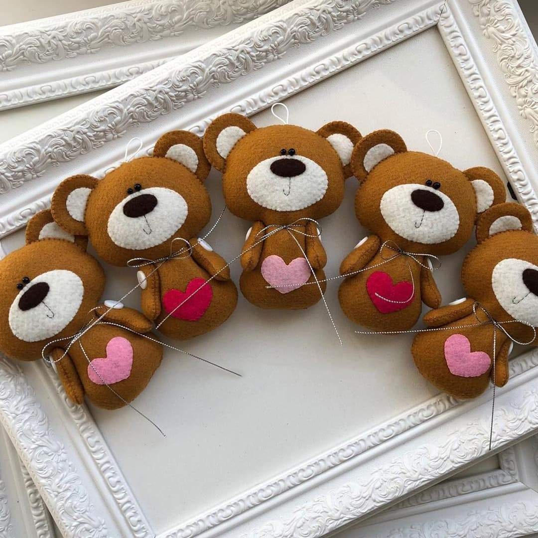 Adorable Felt Bear Completely Hand Sewn, Made From High Quality Brown ...