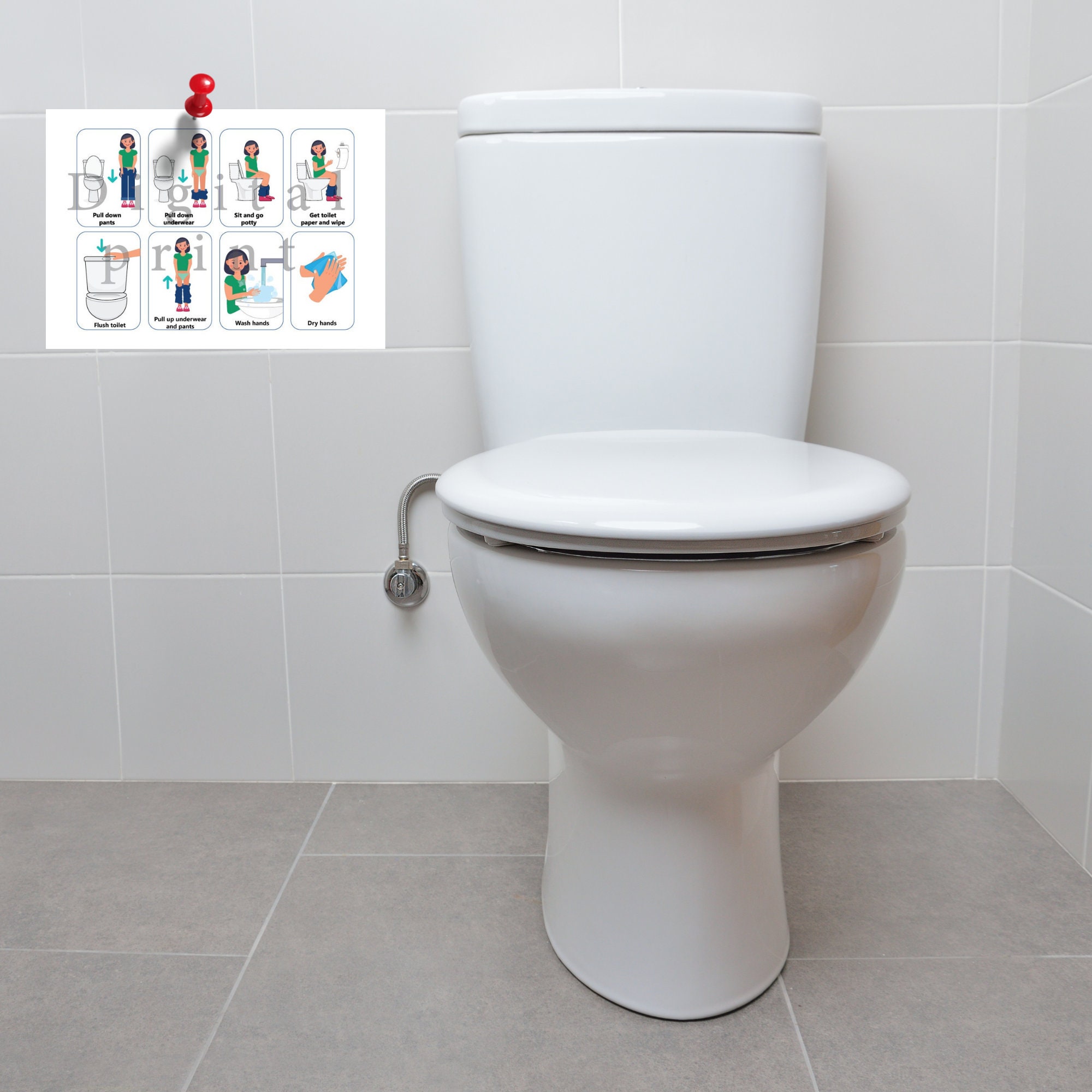 Printable Visual Toilet Training for Girls, ABA Visuals, Bathroom ...
