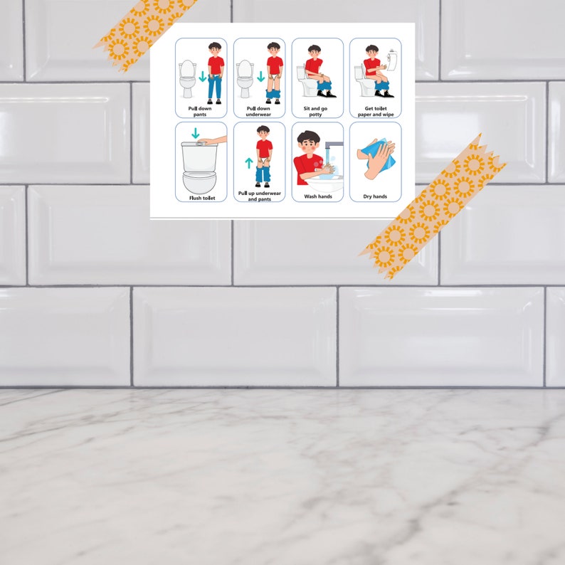 Printable Visual Toilet Training for Boys, ABA Visuals, Bathroom ...