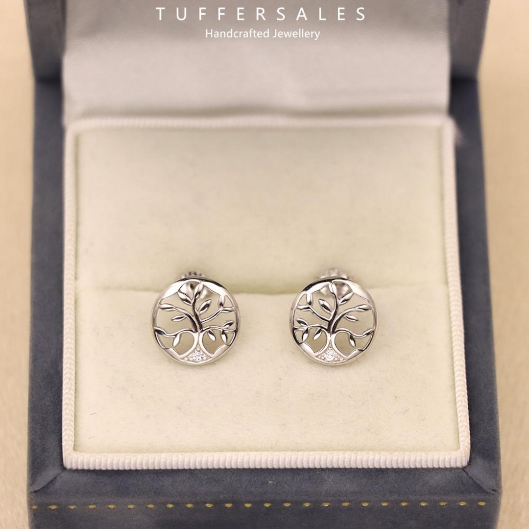 S925 Sterling Silver Tree of Life Stud Earrings for Women - Etsy