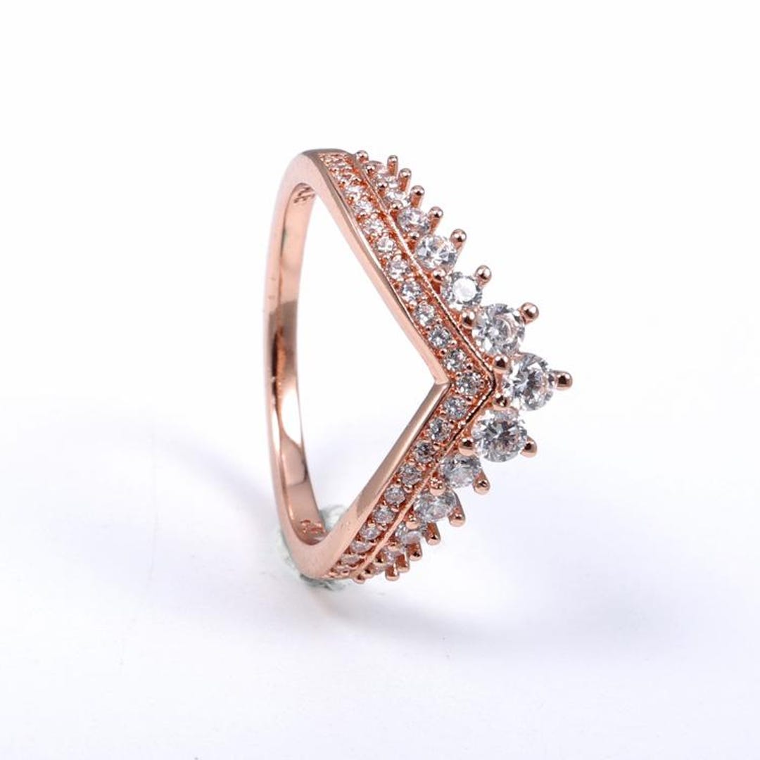 Sparkling 925 Sterling Silver Princess Wish Wishbone Style Cz Ring - Etsy