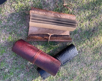 Vintage Handmade Paper Leather Roll-up Scroll, Journal, Diary - Etsy