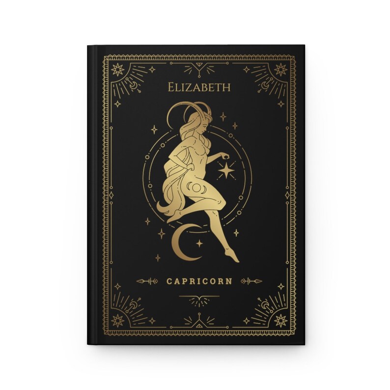 Personalized Capricorn Zodiac Journal | Gold Design, Custom Notebook ...