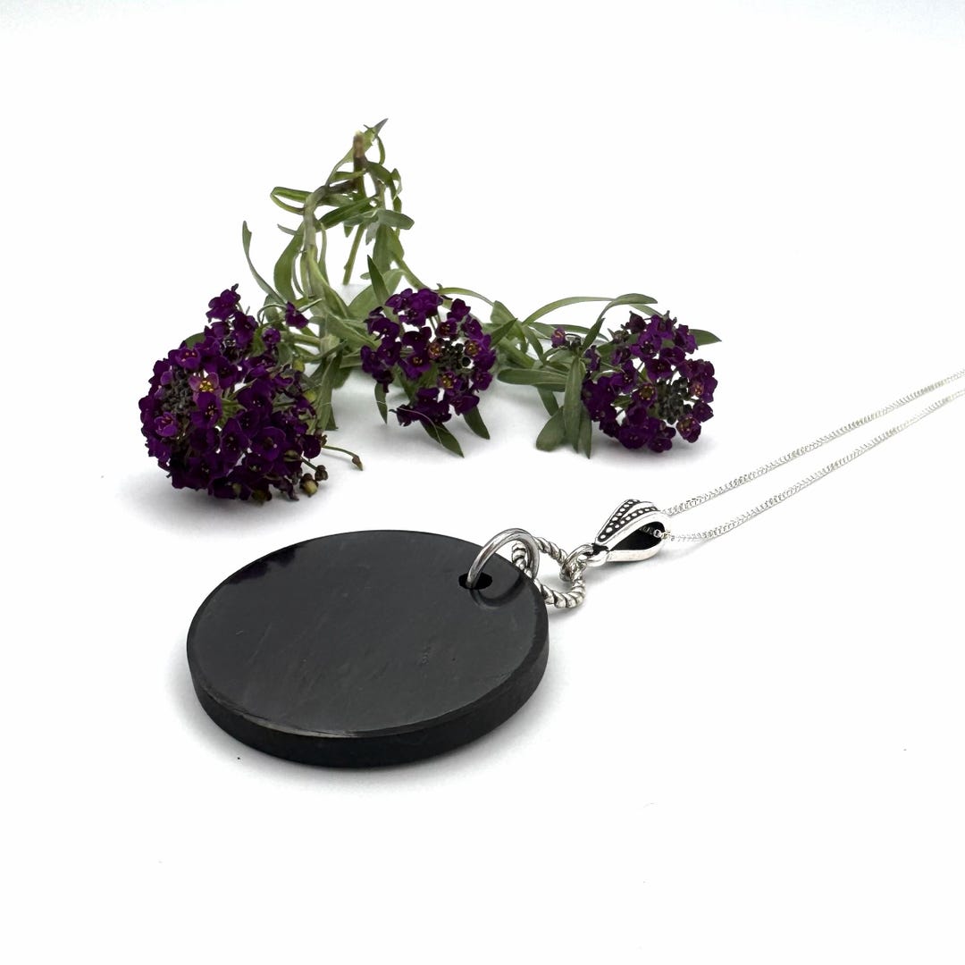 Shungite Pendant Necklace, EMF Protection, Sterling Silver Chain - Etsy