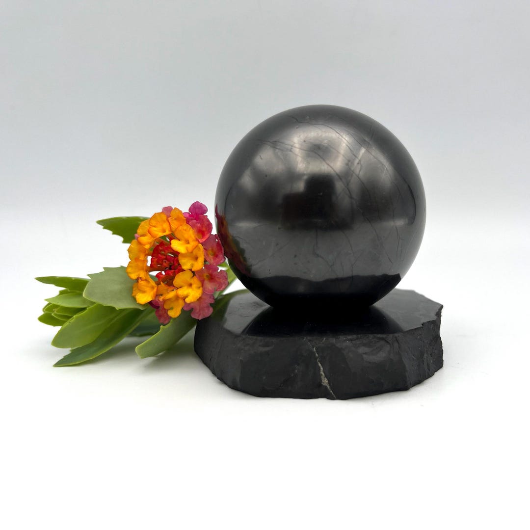 Shungite Sphere EMF Protector for Home Black Sphere Empath Protection ...
