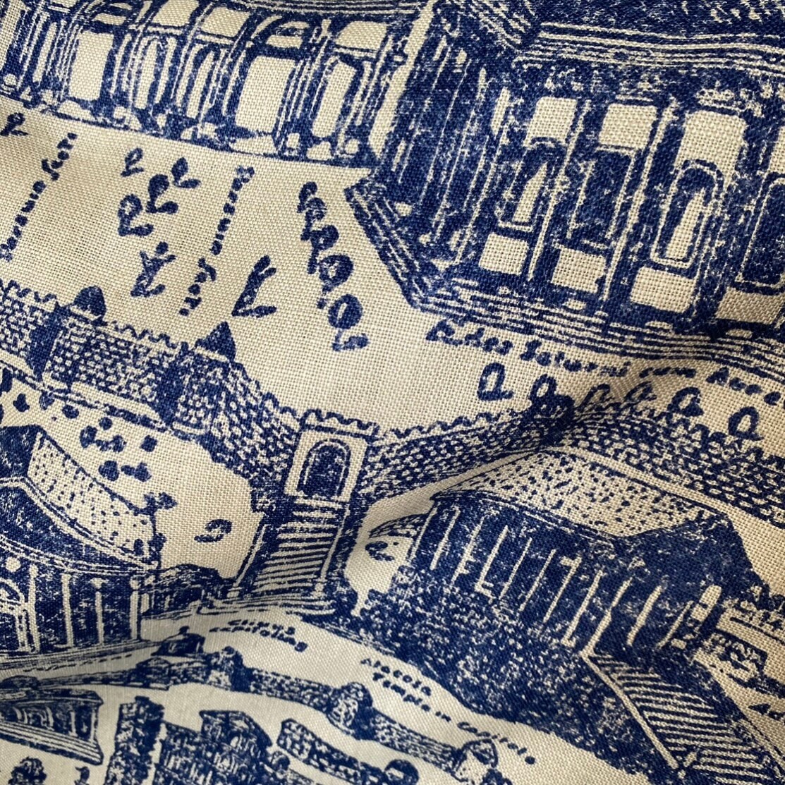 Toile Navy Design the Temple of Jupiter Optimus Maximus. Italian ...