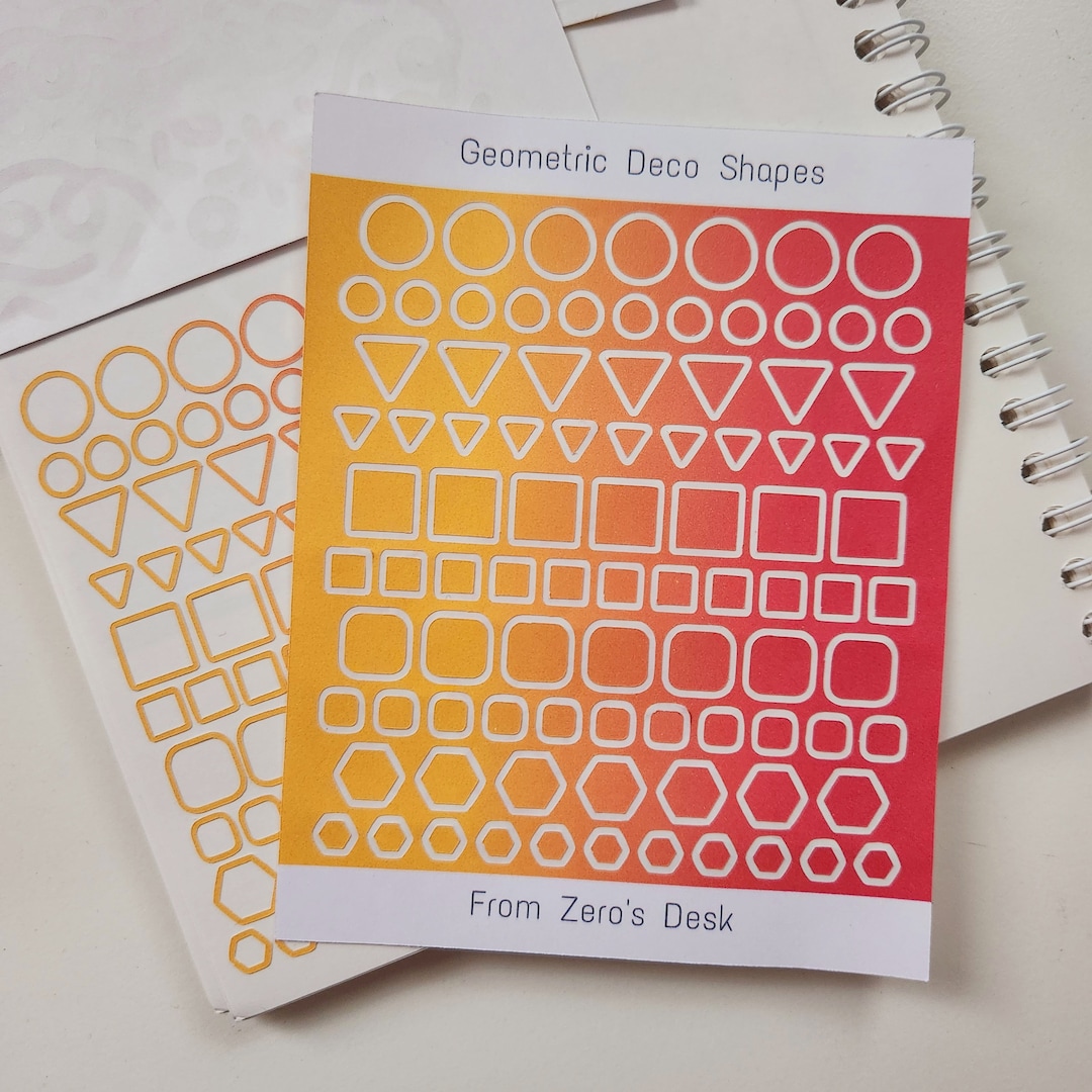 Geometric Shapes Gradient Deco Stickers | Planner, Journal Stickers - Etsy